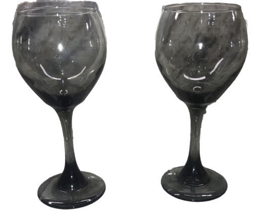 Set Of 2 Greenbrier Glassware Gray Water Goblets Red/White Wine Glasses ...