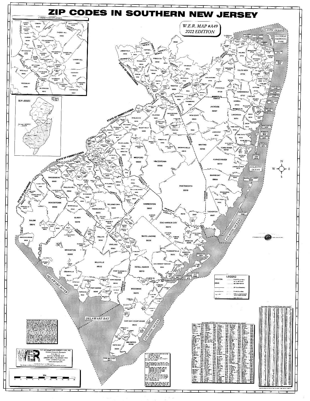 Southern New Jersey Laminated Zip Code Wall Map - Maps & Atlases
