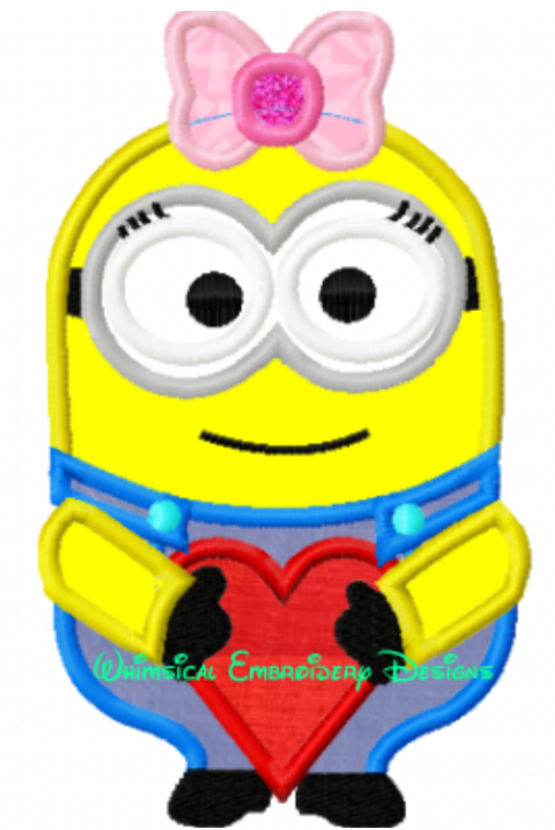 Minion Girl with Heart Despicable Me Machine Embroidery Applique Design ...