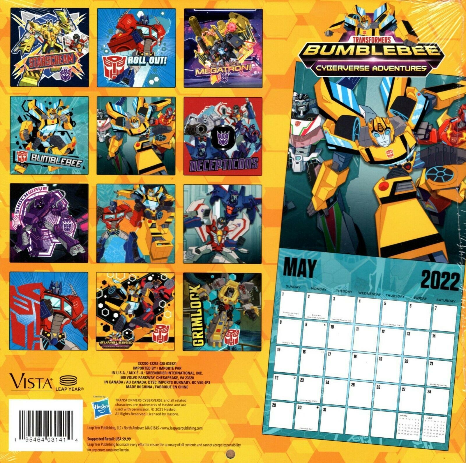 Bumblebee 2022 16-Month Wall Calendar - Current Year, Next Year