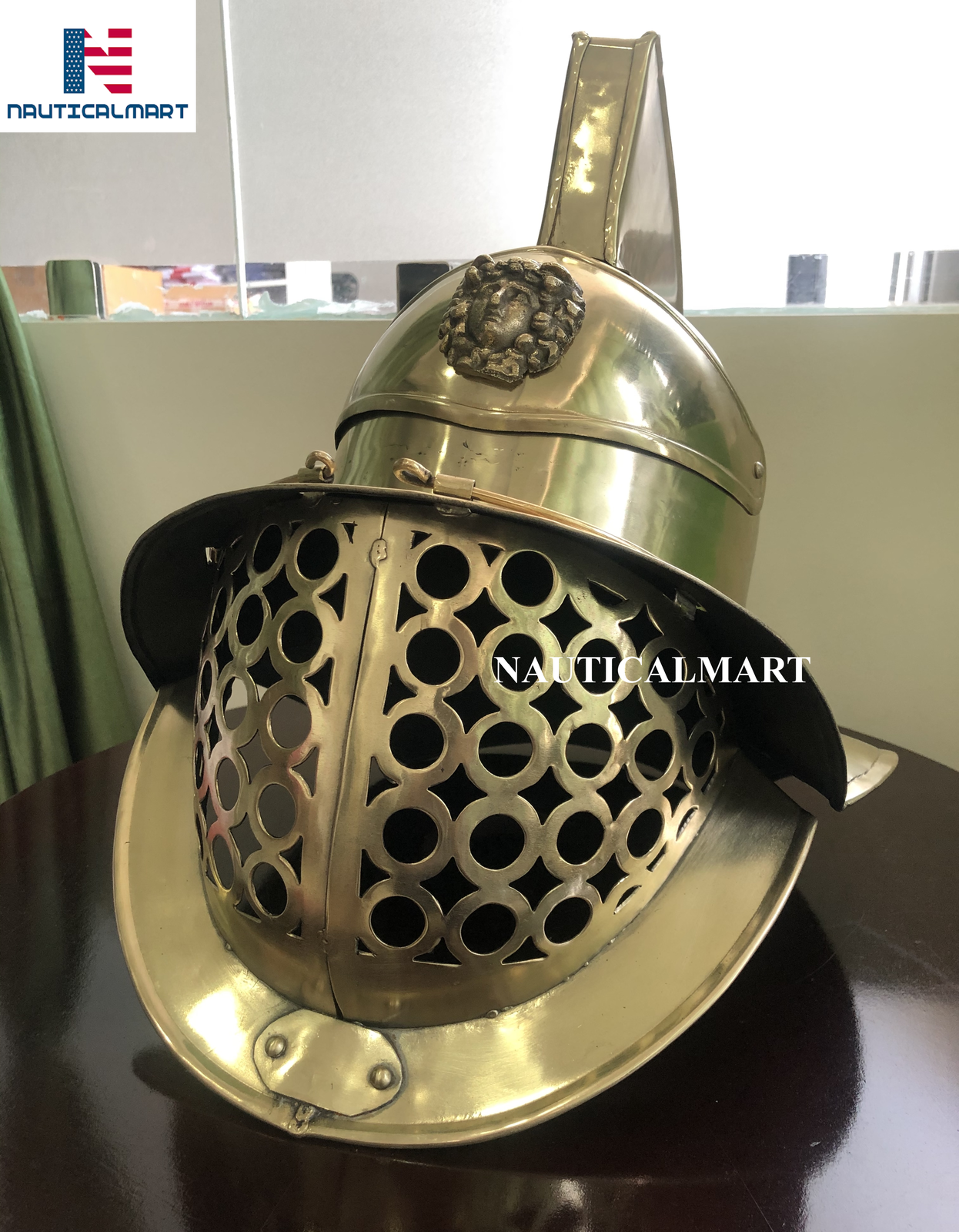 Gladiator Roman Helmet One Size Fit Most Brass Armour Wearable Costume ...
