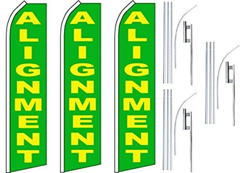 3 Swooper Flutter Feather Flags plus 3 Poles & Ground Spikes ALIGNMENT ...