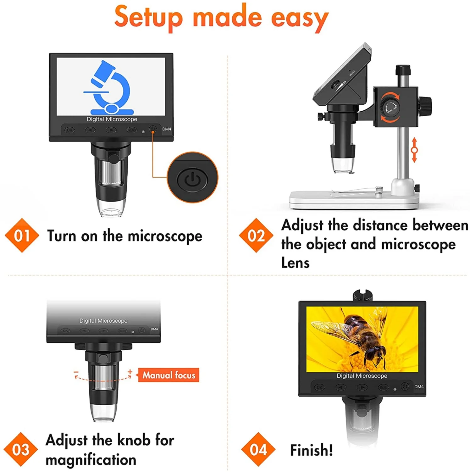 4.3 1000x inch lcd hd screen industrial electron digital microscope ...