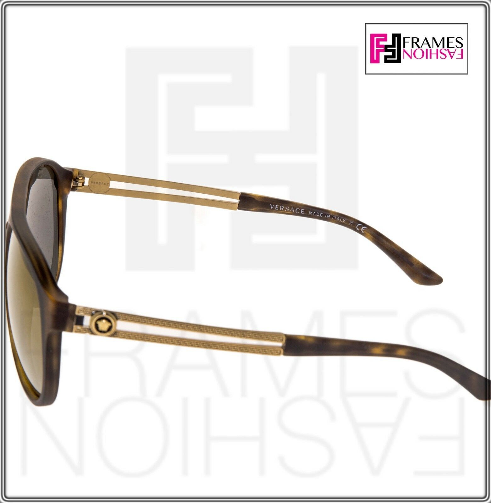 VERSACE 4312 Vintage Vanitas VE4312 Havana Gold Mirrored Aviator ...