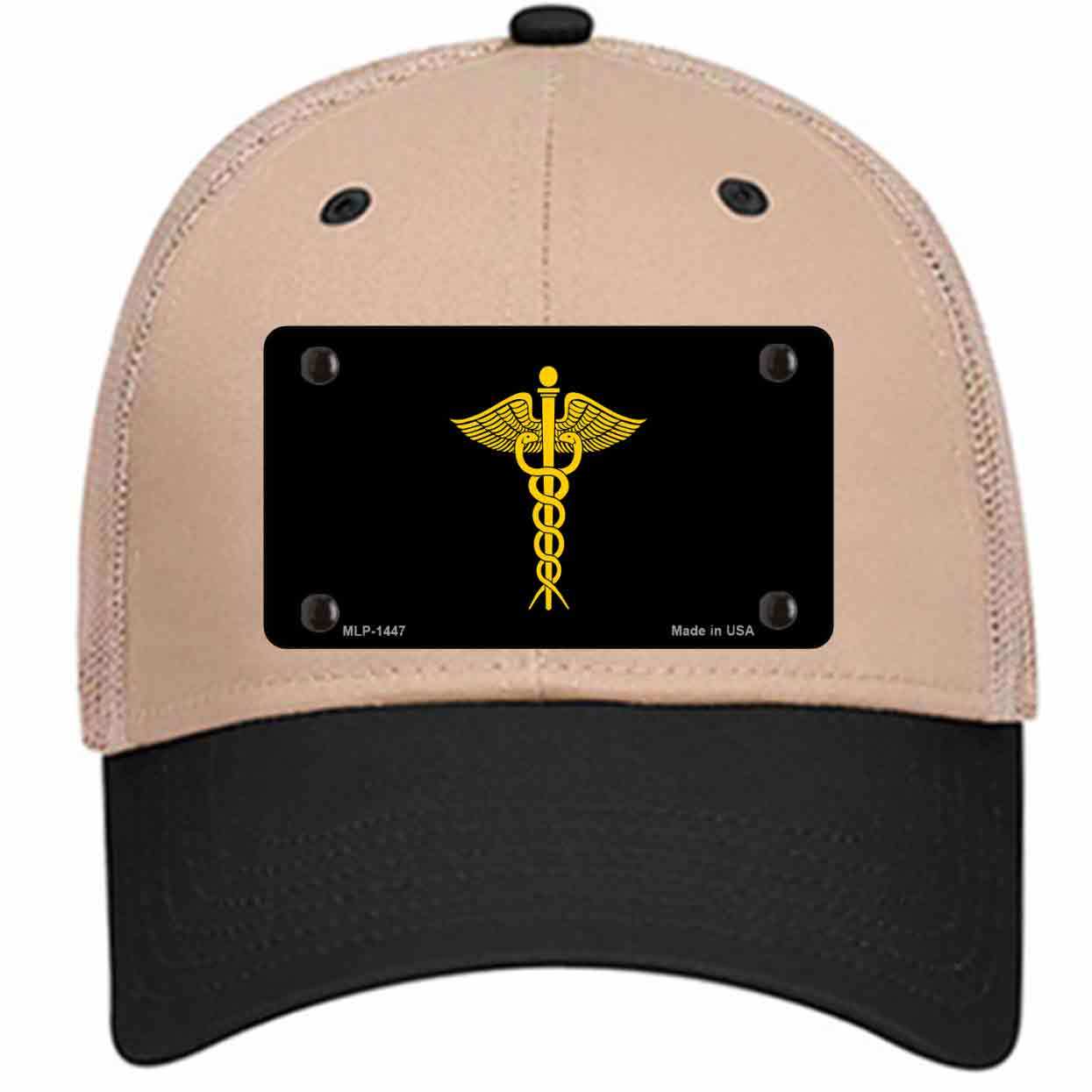 Caduceus Novelty Khaki Mesh License Plate Hat - Hats