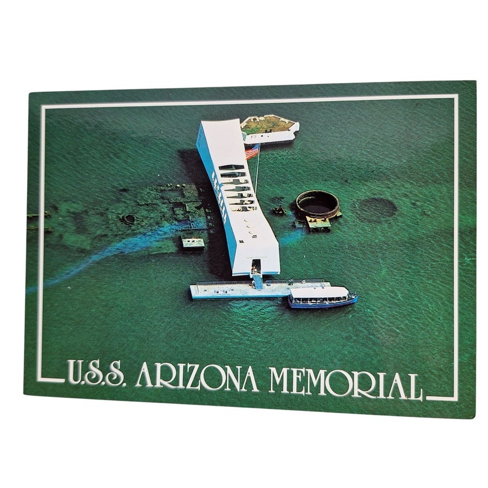 Postcard USS Arizona Memorial At Pearl Harbor Aerial View Hawaii Chrome ...