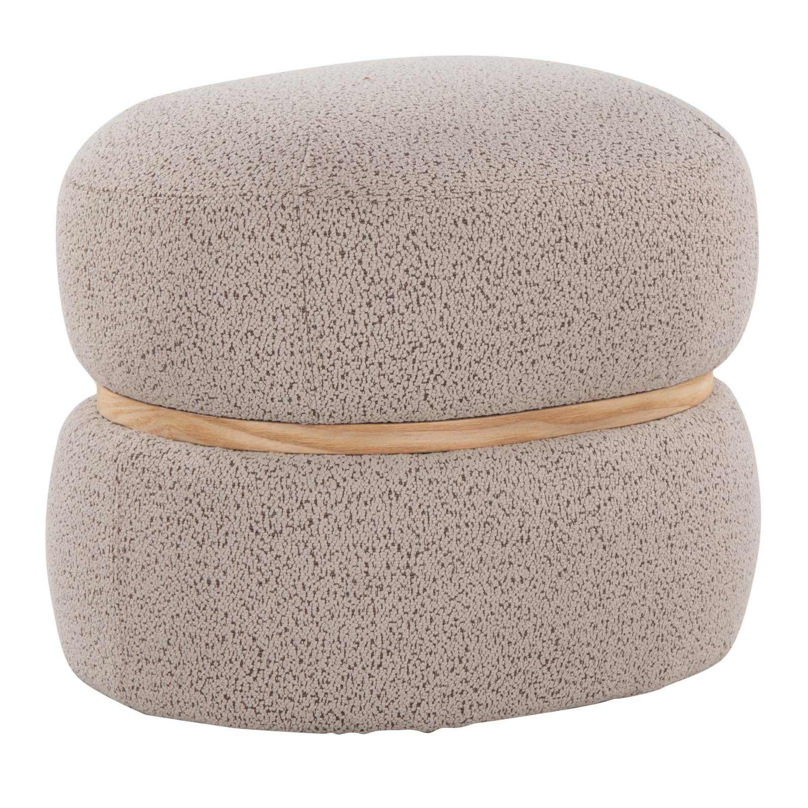 LumiSource Cinch Contemporary Beige Fabric Natural Wood Pouf Ottoman ...