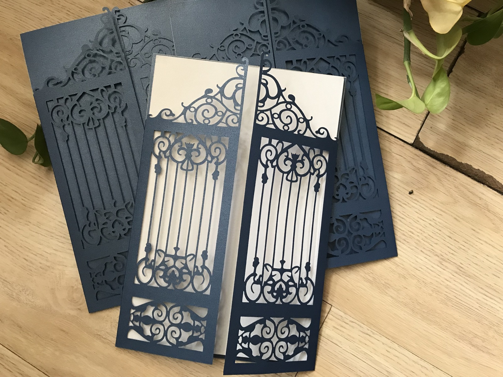 Navy Blue Gate Invitation Card,50pcs Wedding Cards,Laser Cut Wedding ...