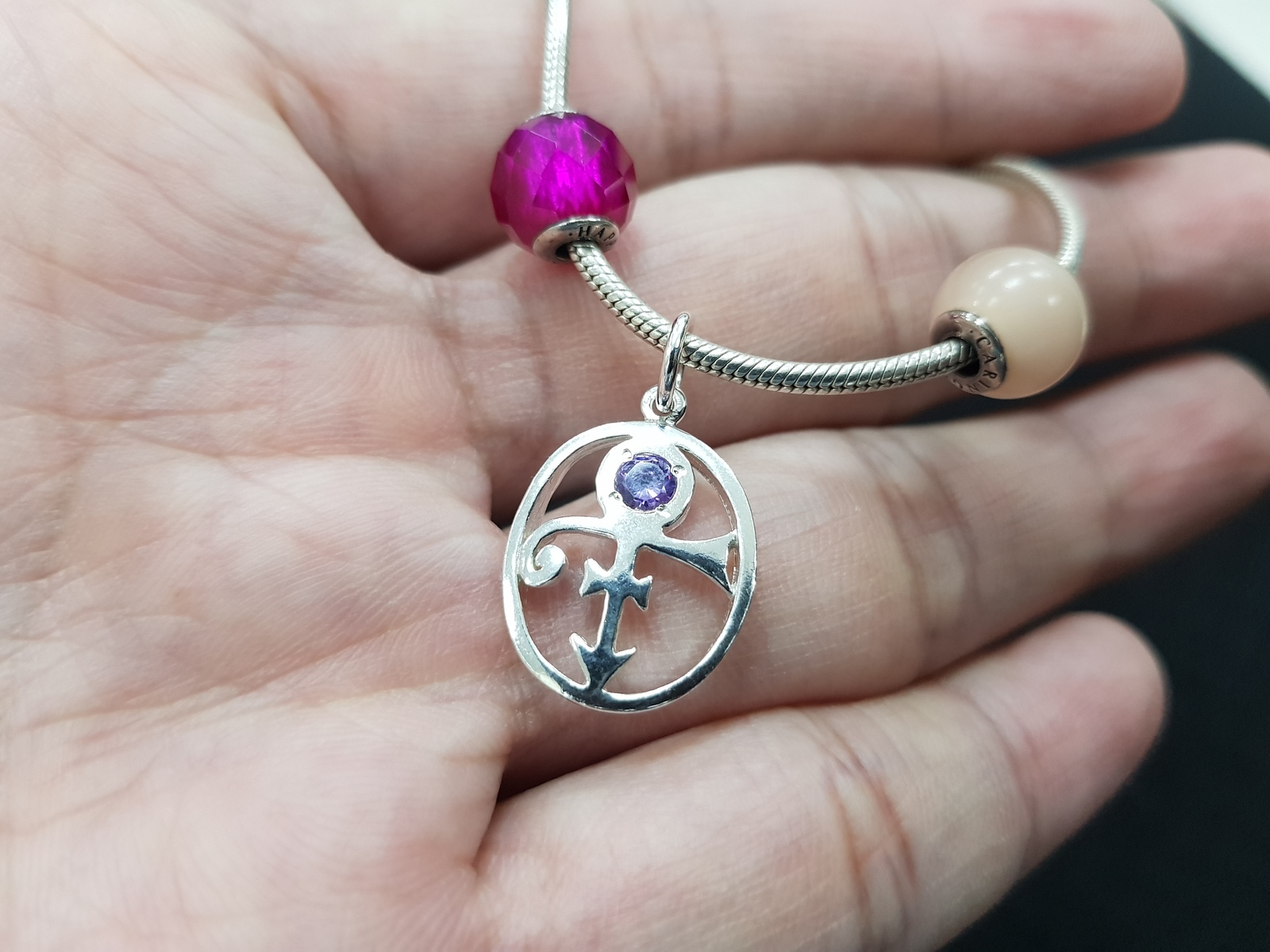 Charm Only - Enclosed Symbol With Purple Stone - Remembrance Symbol ...
