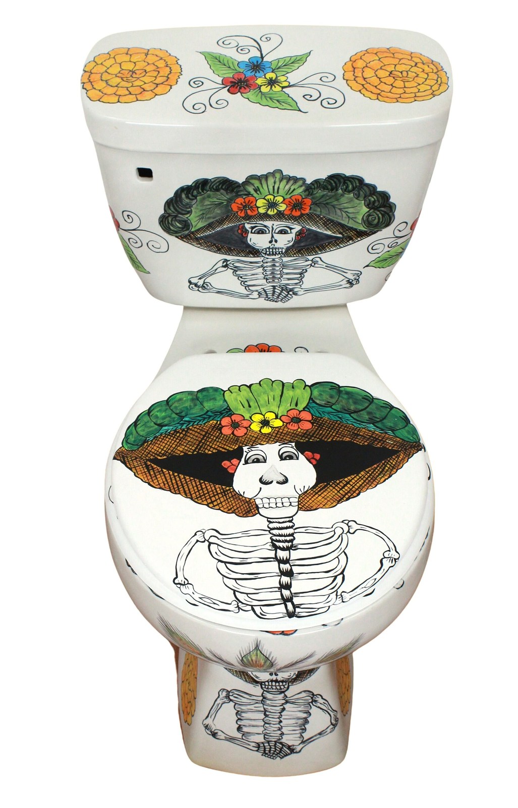 Mexican Talavera Ceramic Toilet Hand Painted - Dia De Muertos ...