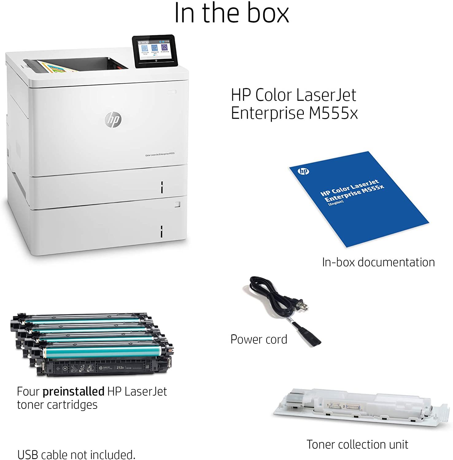 HP Laserjet M555X Duplex Network Wireless 2 Tray Color Printer 7ZU79A ...