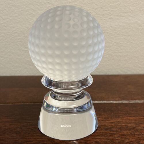 Vintage Hoya Crystal Glass Golf Ball Paperweight Signed - Paperweights