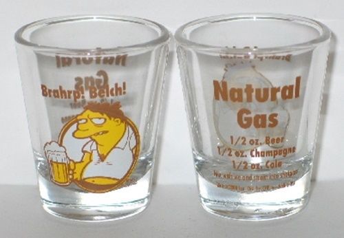 The Simpsons Barney w/ Beer Drink Recipe Illustrated Clear Shot Glass ...