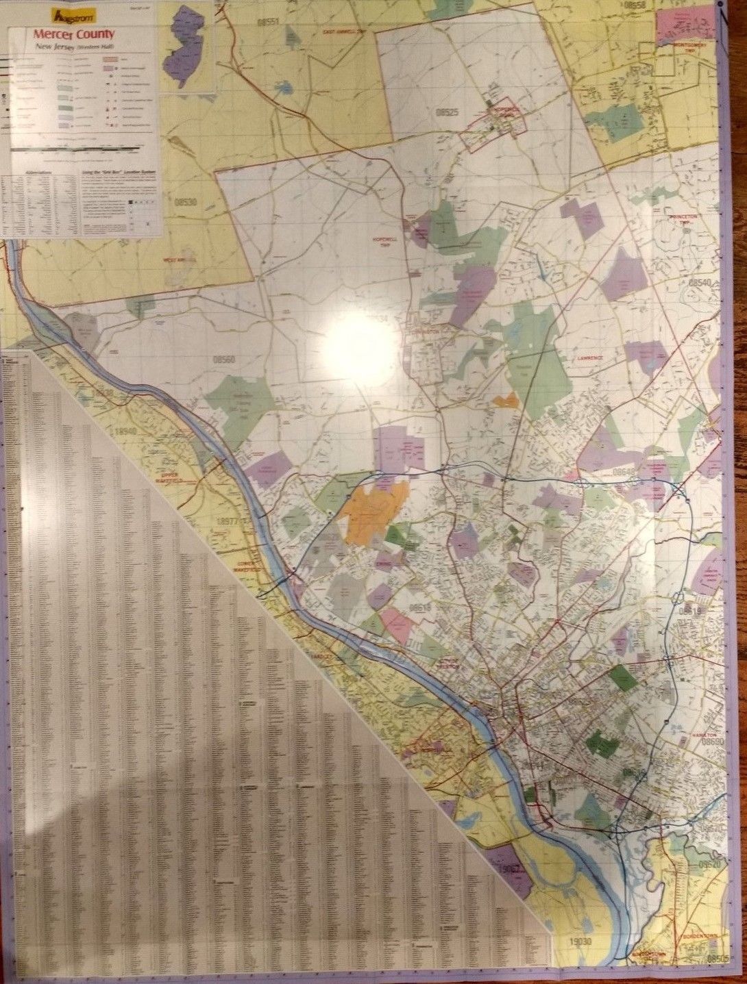 Mercer County NJ Laminated Wall Map (H) - Maps & Atlases
