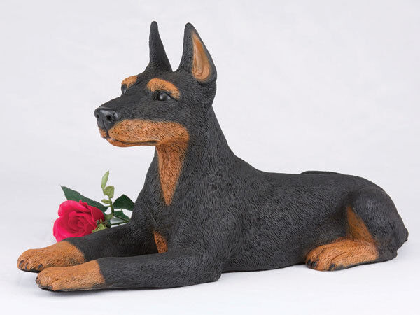 Large 261 Cubic Ins Black & Tan Doberman Pinscher Resin Urn for Ashes ...