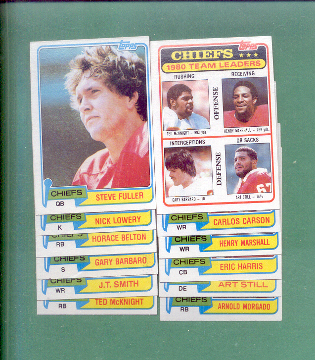 1981 Topps Kansas City Chiefs Football Set - Trading Card Sets