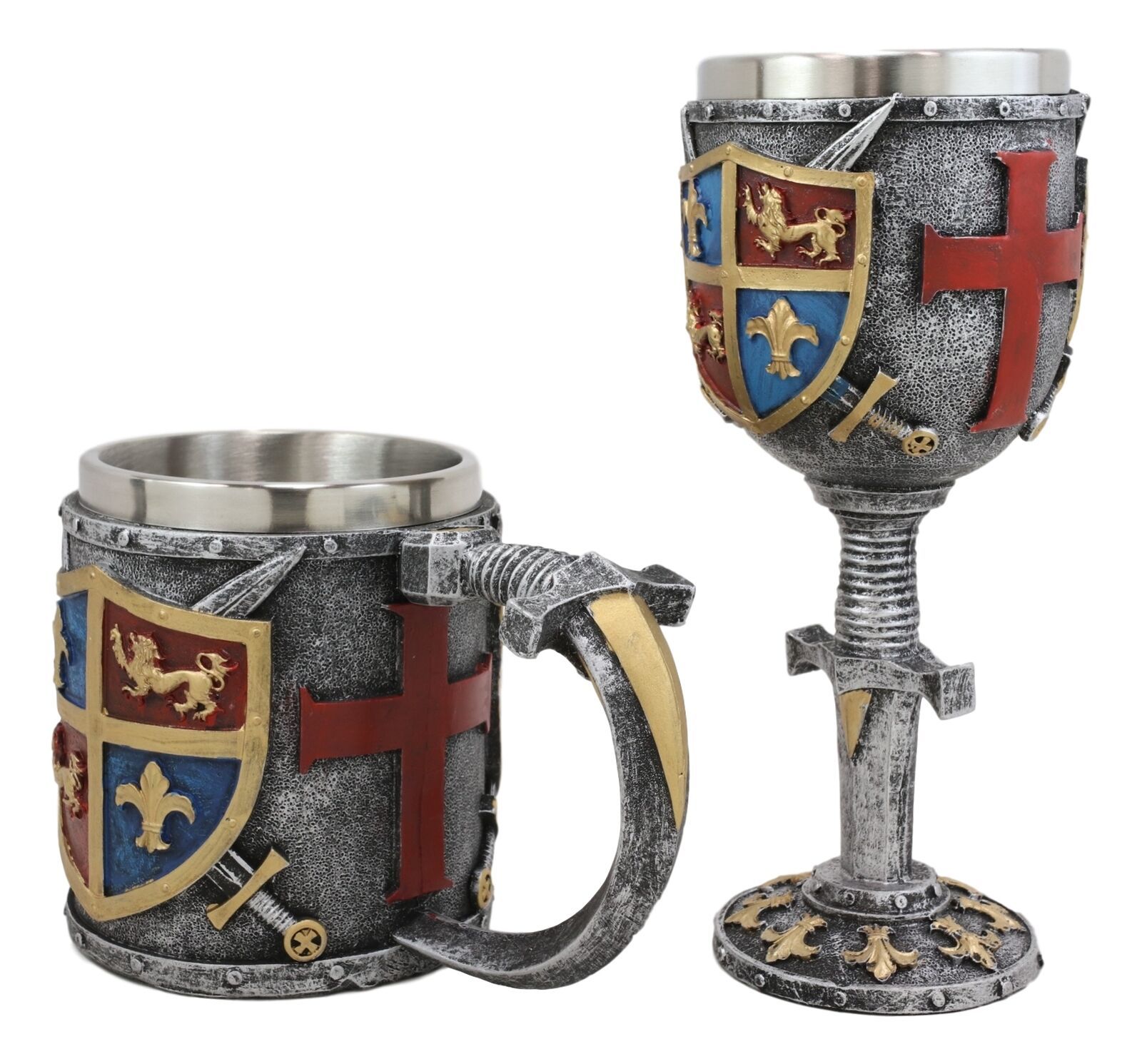 Lion Fleur De Lis Coat Of Arms Heraldry Medieval Knight Mug And Wine ...
