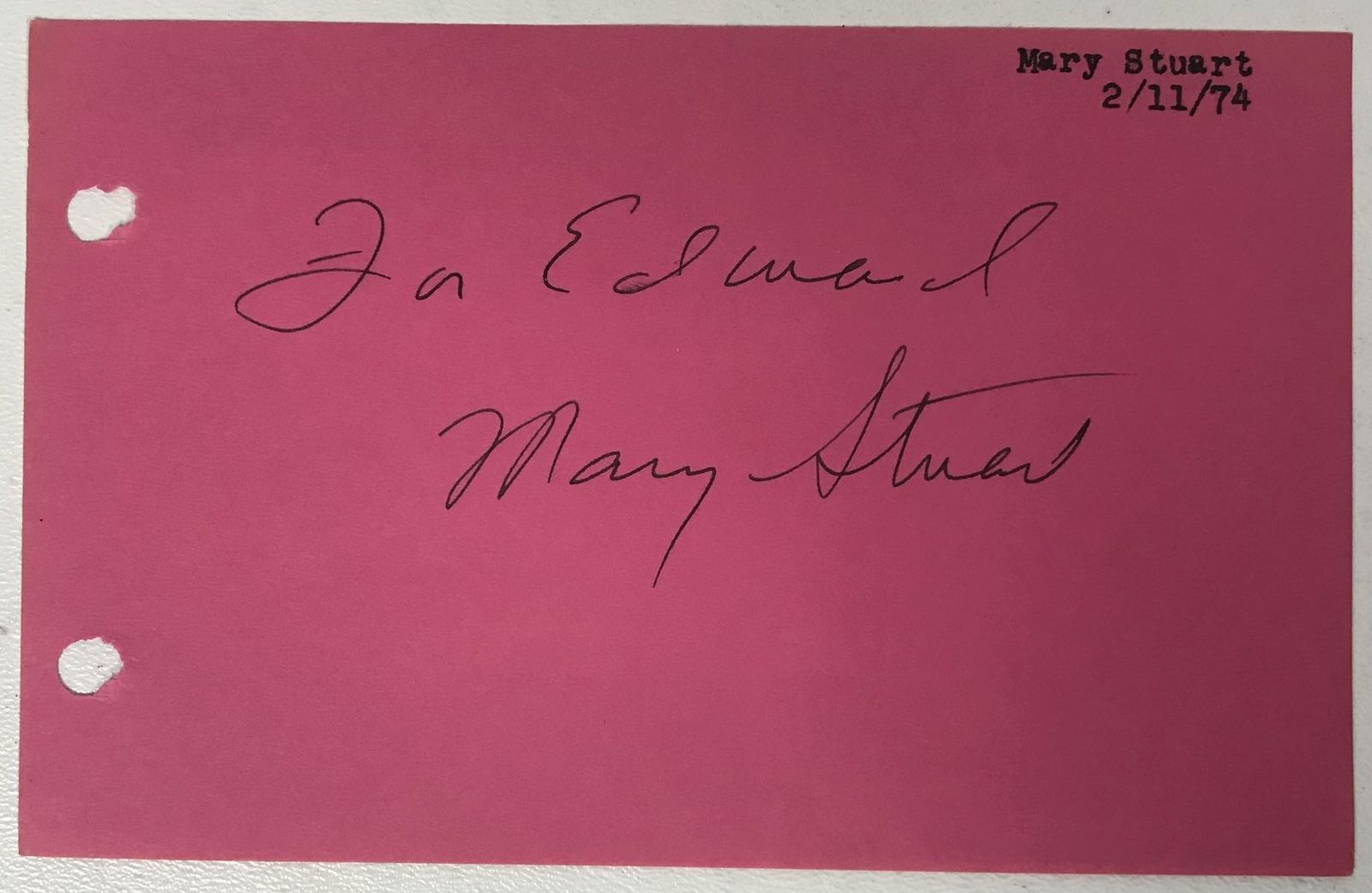 Mary Stuart (d. 2002) Signed Autographed Vintage 4x6 Signature Page ...