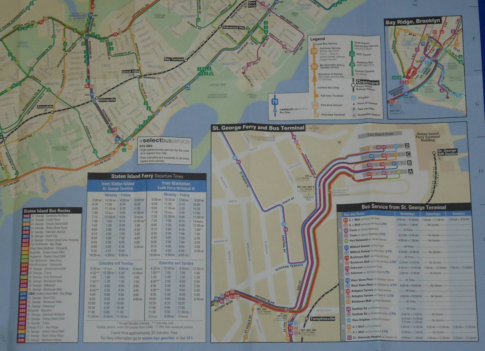 BRAND NEW STATEN ISLAND BUS FERRY RAILWAY MAP BROCHURE NEW YORK GREAT ...