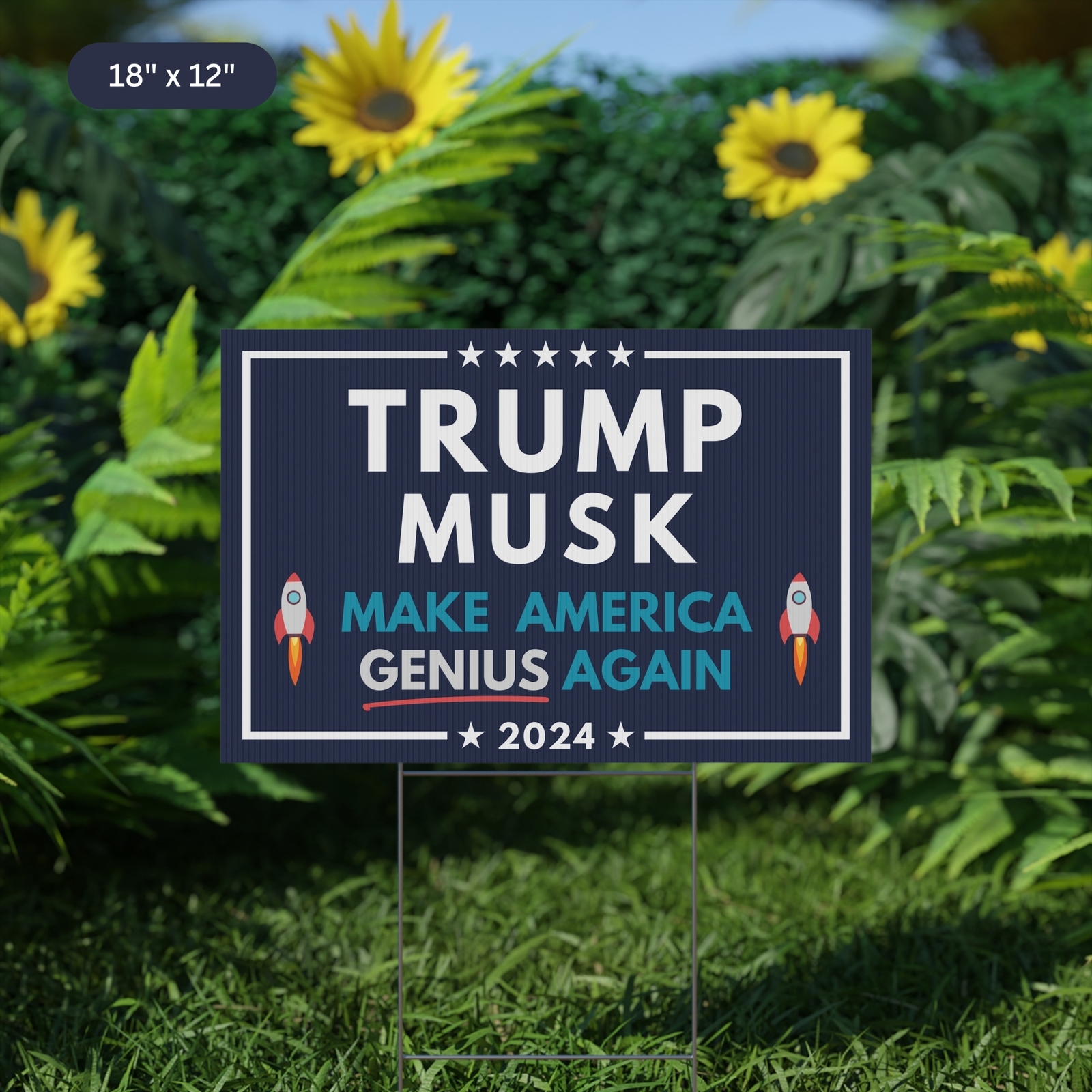 Trump Musk MAGA GENIUS Yard Sign - Trump Sign 2024 Elon Musk with H ...
