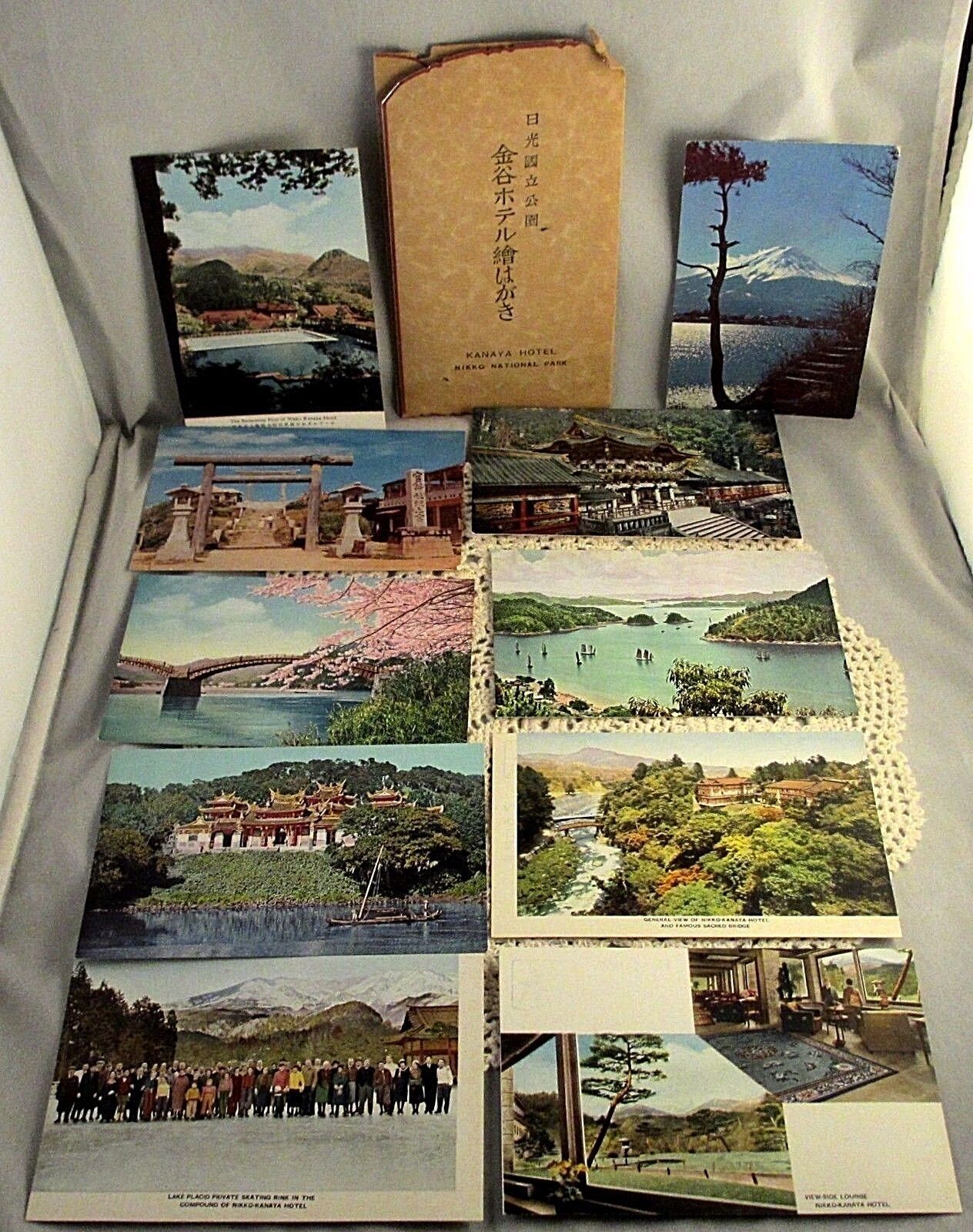 Vintage 10 Japanese Post Cards Mt Fuji Nikko Kanaya Hotel Tosyogu ...