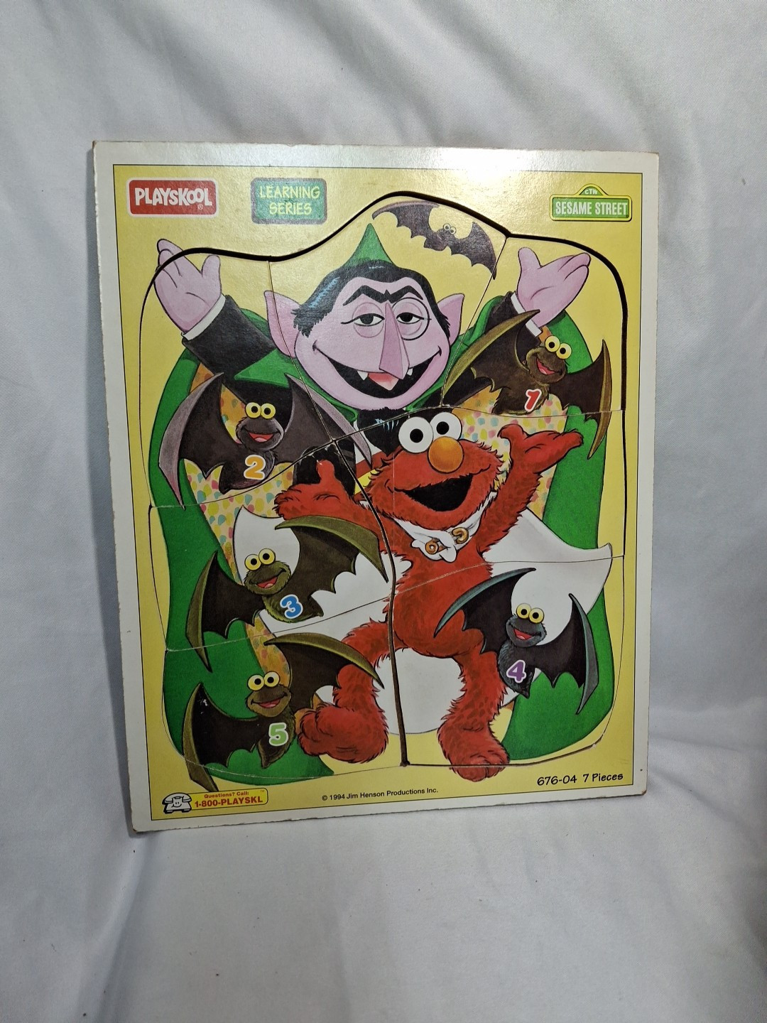 Vintage Playskool 1994 Wooden Puzzle Sesame Street The Count & Elmo ...