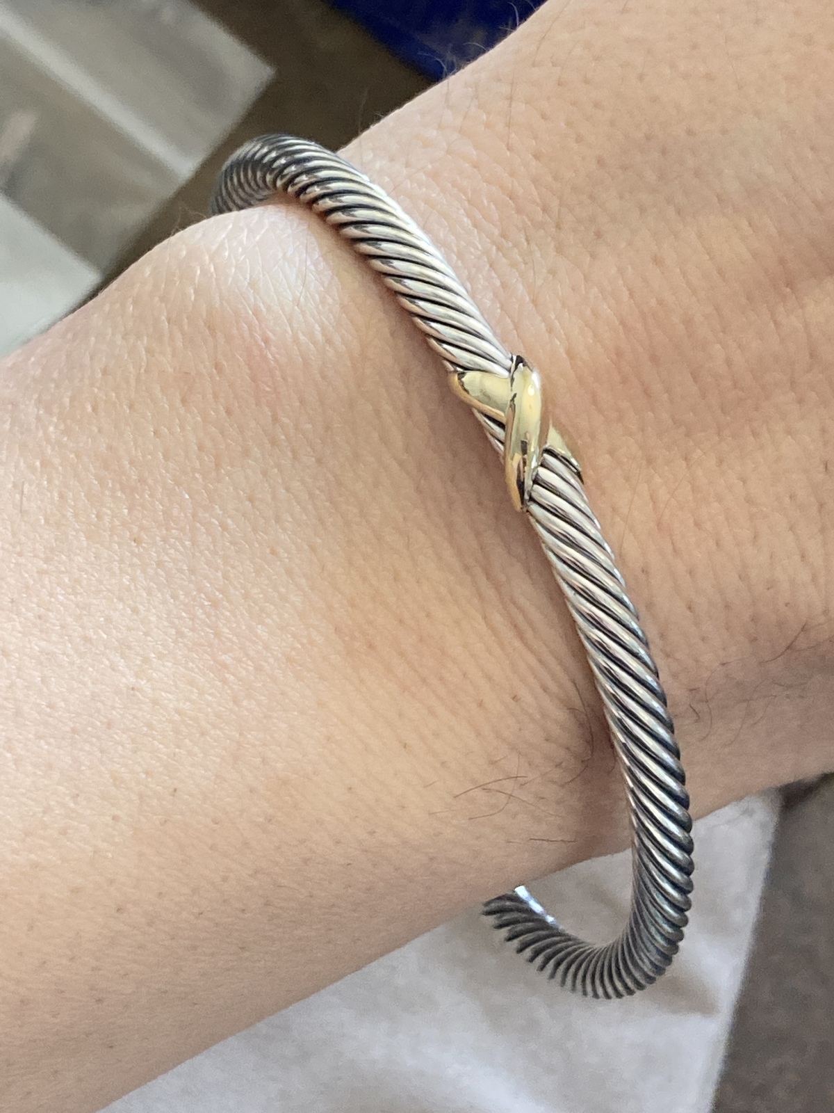 Previously Used David Yurman x bracelet 4mm Bracelet With 18K Gold LARGE