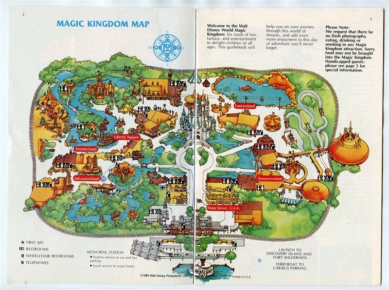 Walt Disney World Magic Kingdom Map & Guide 1982 Presented by Polaroid ...