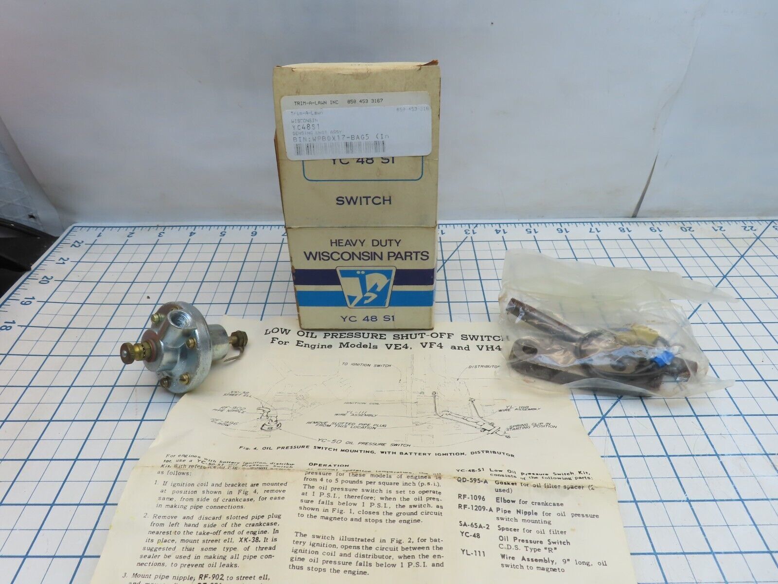 Wisconsin YC-48-S1 YC48 S1 Oil Pressure Shut Down Switch Kit - Lawn ...