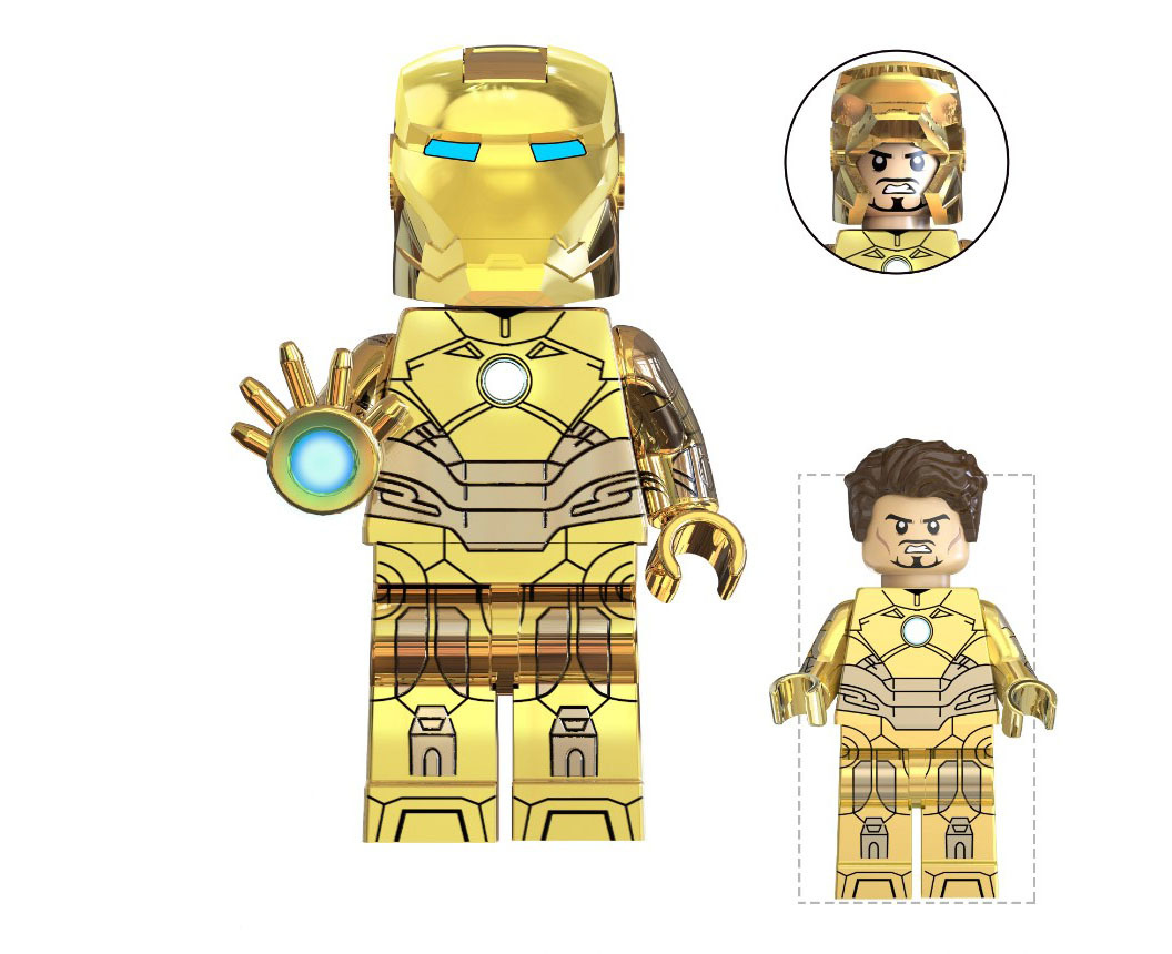 Building Block Iron-Man Gold Midas Minifigure US Toy Minifigure Custom ...