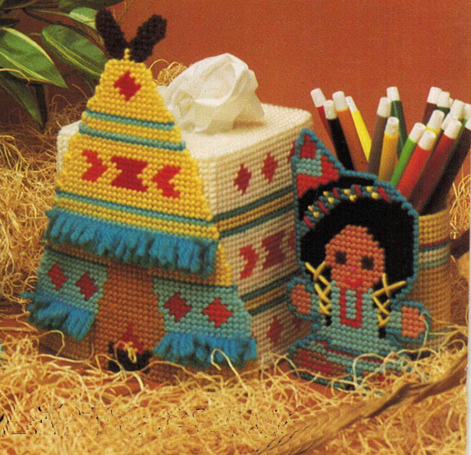 Plastic Canvas Native Indian Tissue Cover Tepee Mandala Dream Catcher ...