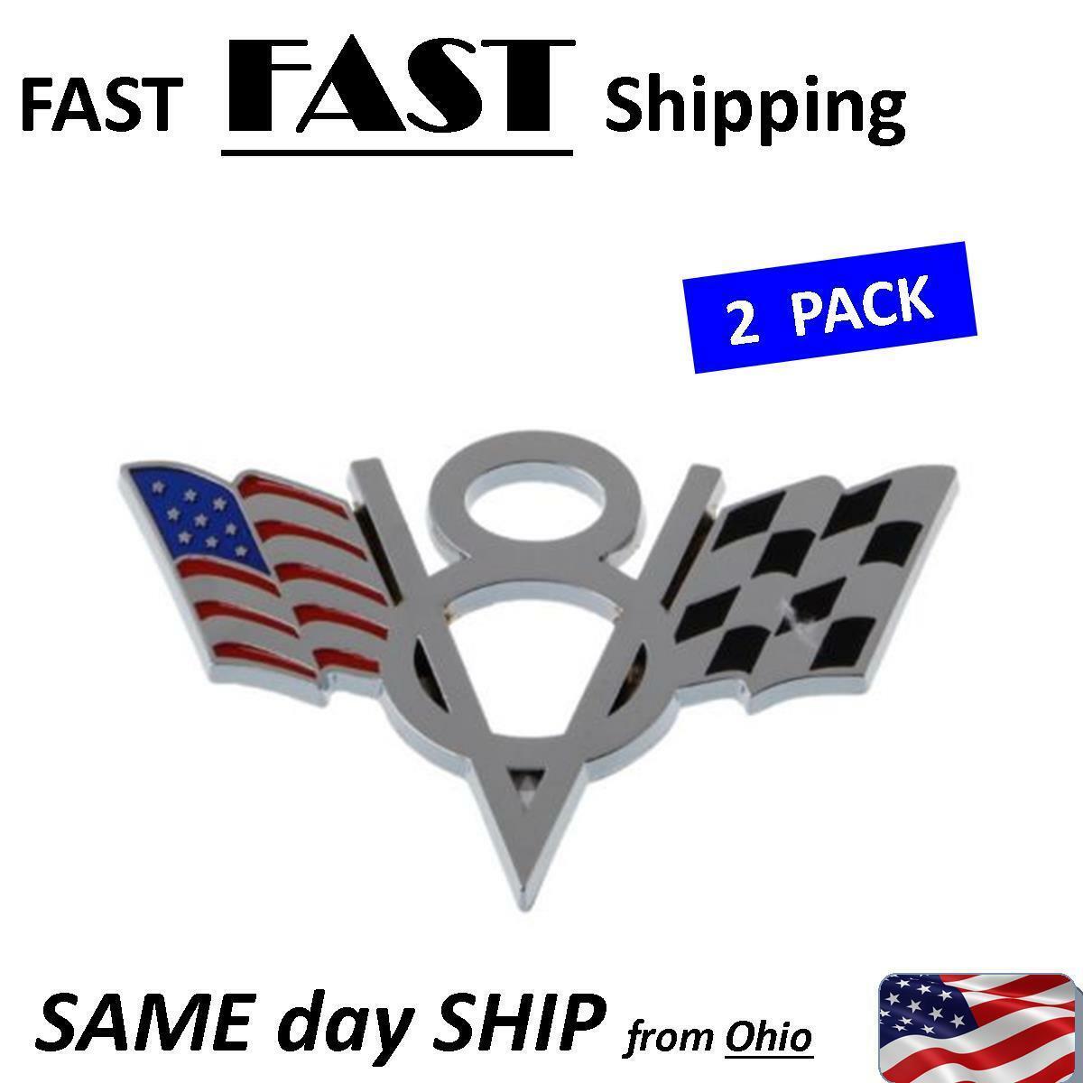 V8 American Flag & Finish Line Flag V8 emblem - fender V8 emblem decal ...