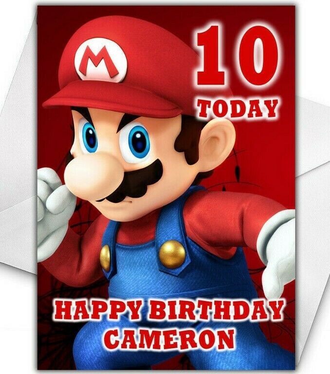 SUPER MARIO Birthday Card - Personalised - Super Mario Birthday Card ...