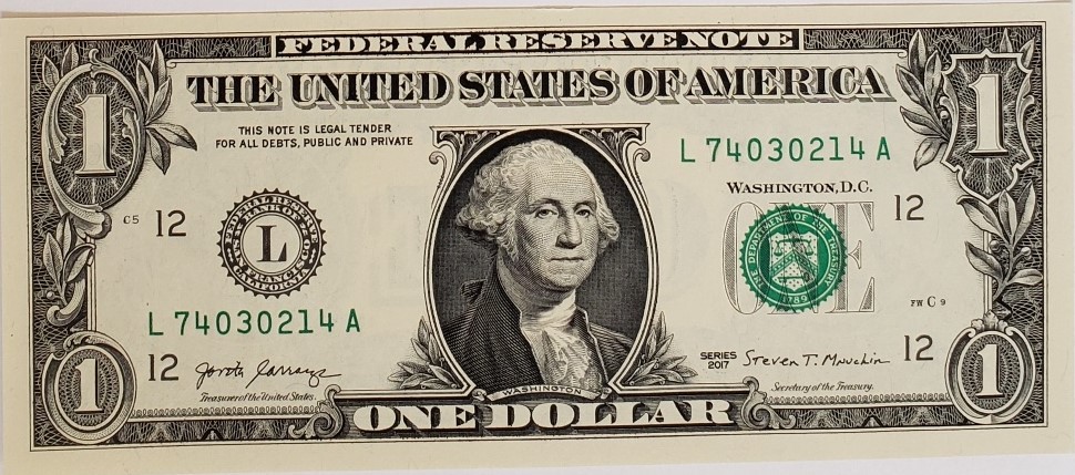 2017 US Dollar Bank Note Uncirculated w/ Ink Smear Serial Number ...