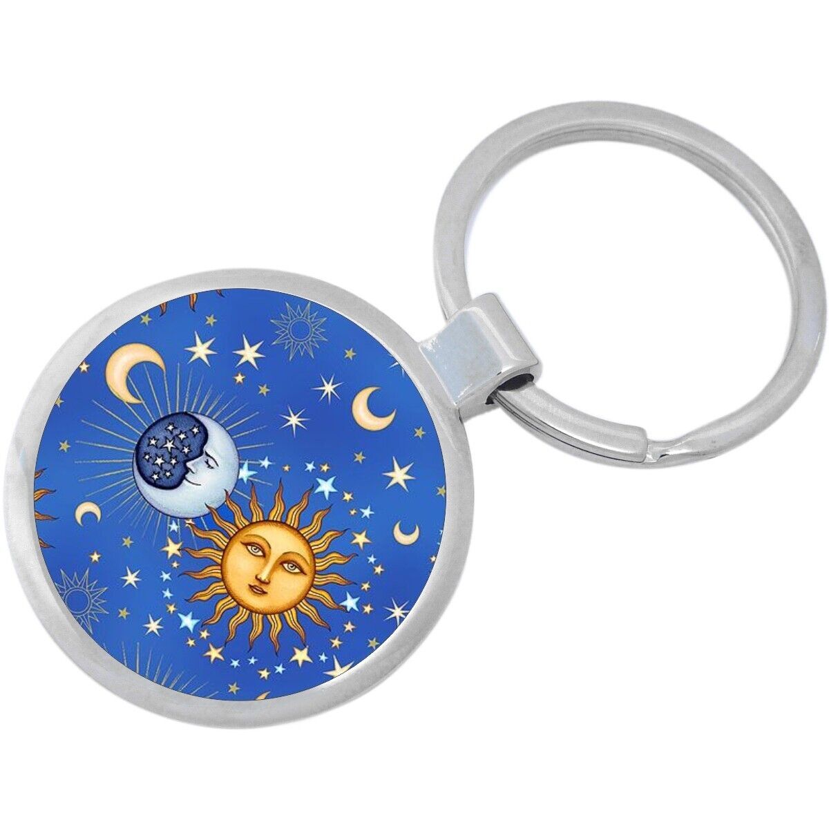 Celestial Moon and Stars Keychain - Includes 1.25 Inch Loop for Keys or ...