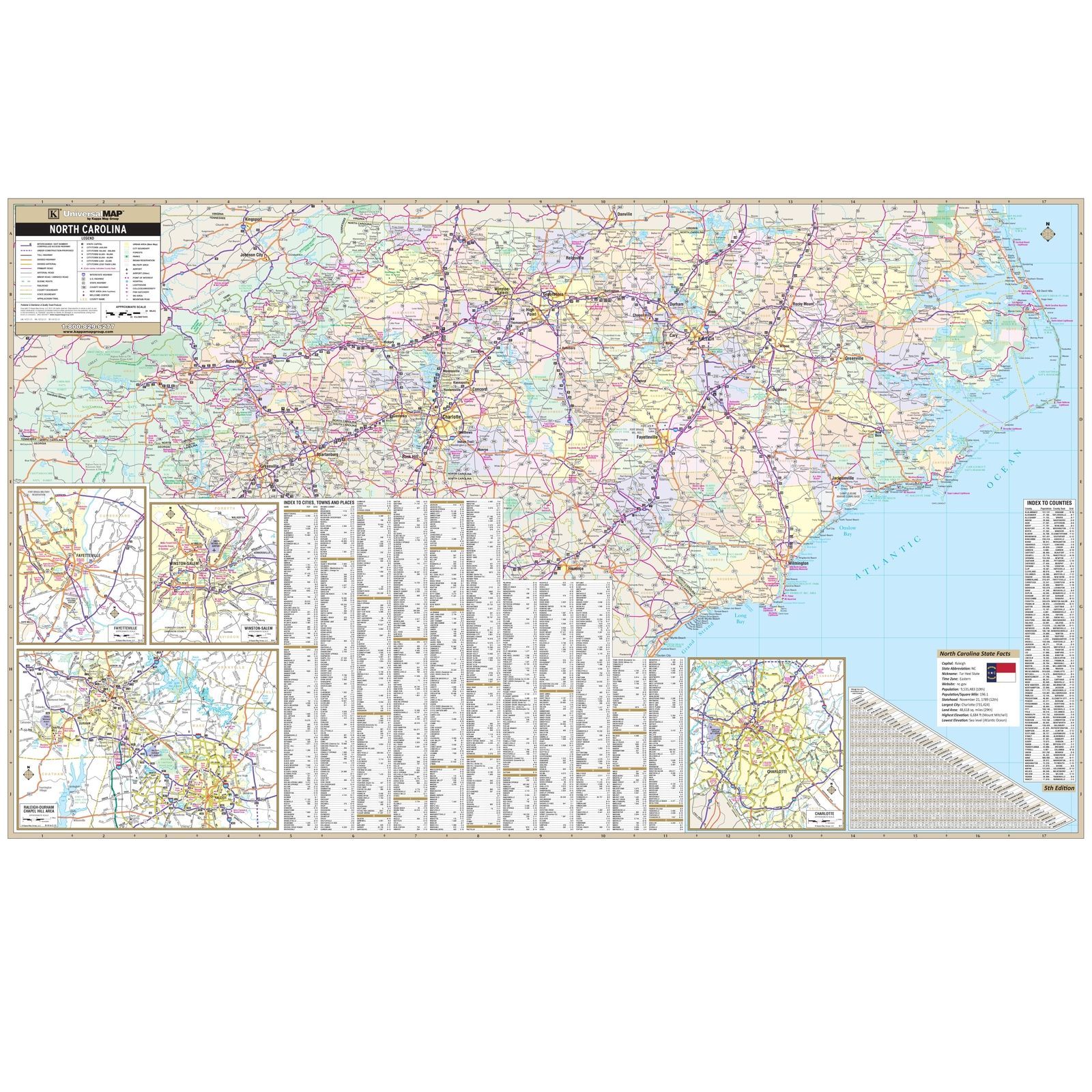 North Carolina State Wall Map - Maps & Atlases