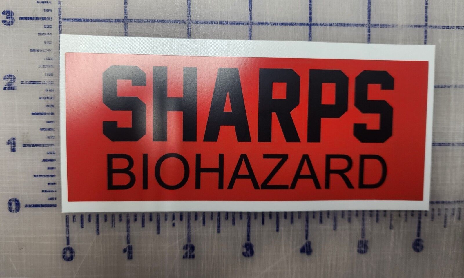 Sharps Biohazard vinyl sticker 6" long for container peel and stick ...