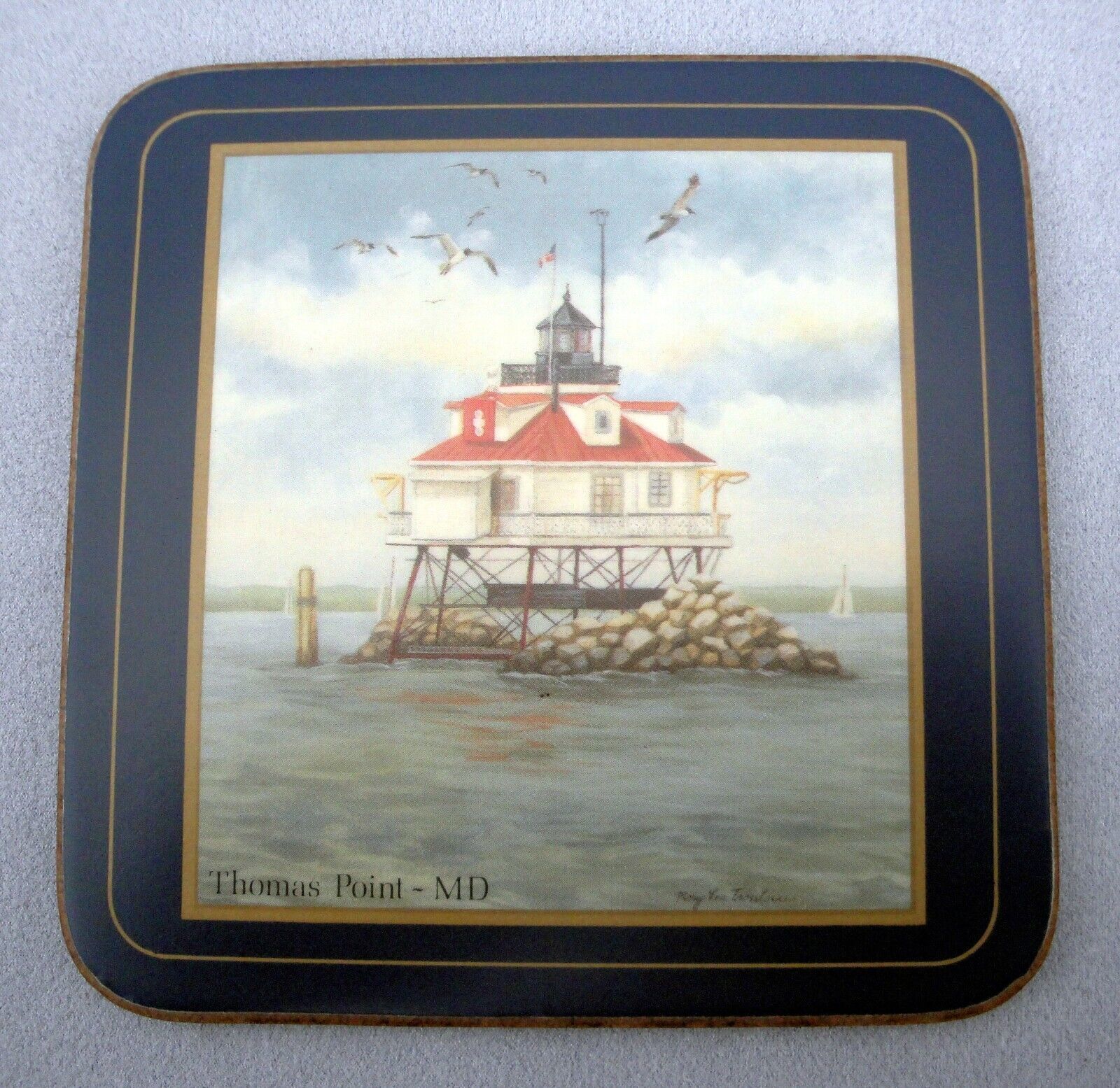 England Pimpernel American Lighthouses 5 Drink Coasters Cork Back 4-1/8 ...