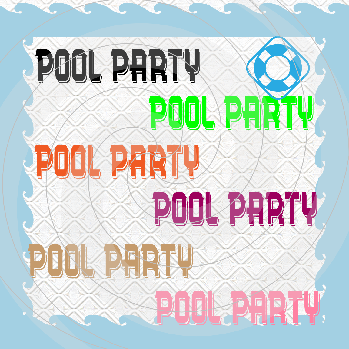 Pool Party Fonts-Digital Cllipart - Scrapbooking