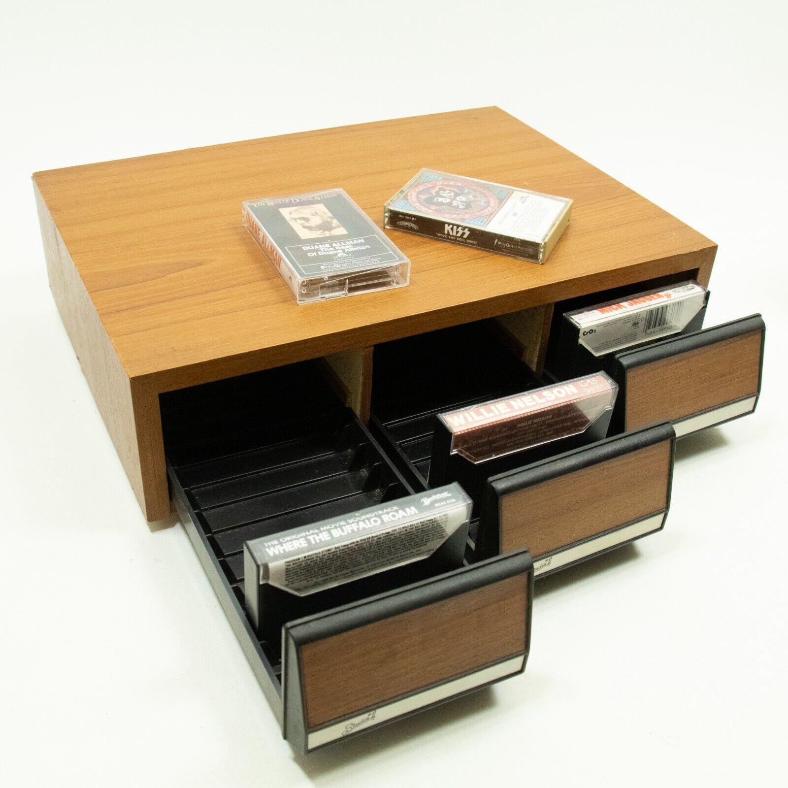 Vintage 3 Drawer 36 Audio Cassette Tape Storage Holder Case Faux Wood ...
