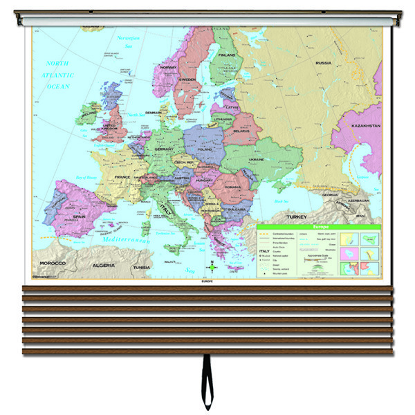 Essential Wall Map Set on Roller w/ Backboard; 7-Map Custom - Maps ...