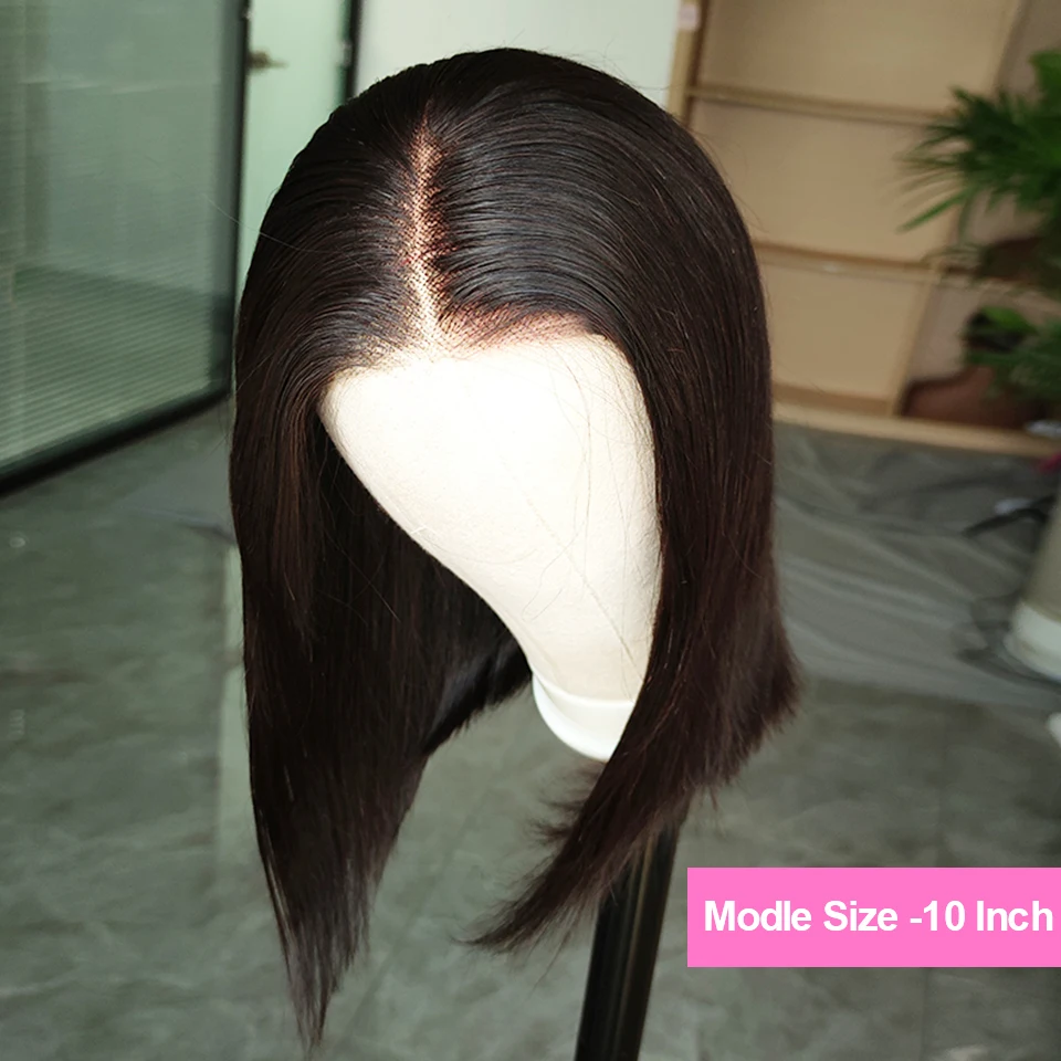 Wear Go Glueless Wig 180% Density Malaysian Straight Bob Wig 4x4 HD ...