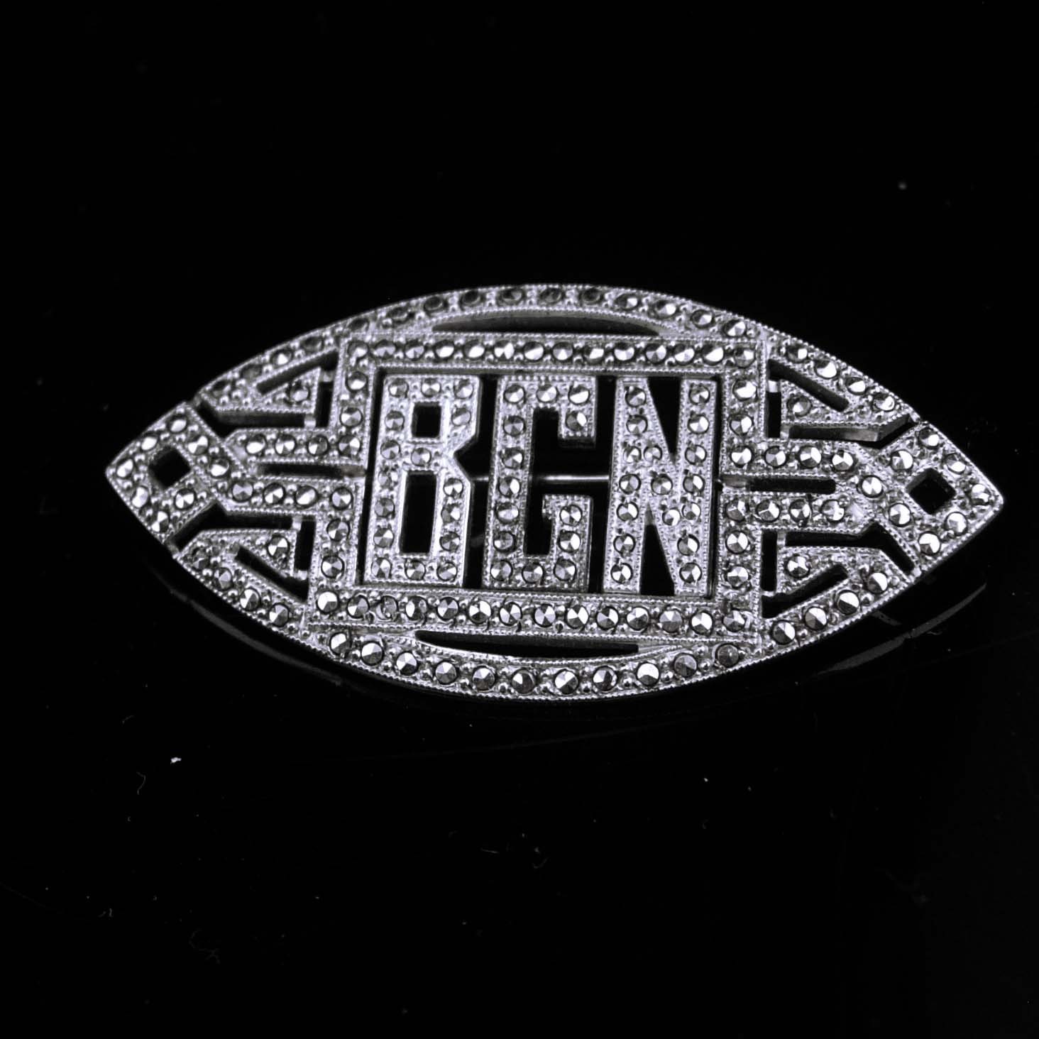 Brilliant Sterling brooch / Initial BGN / bcn letters / Antique ...