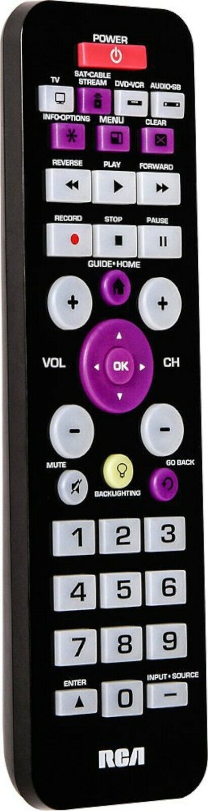 NEW RCA 4-Device Universal Remote Control Black RCRBB004RWDZ TV DVD ...