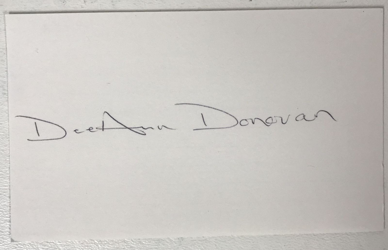 DeeAnn Donovan Signed Autographed 3x5 Index Card - Cards & Papers
