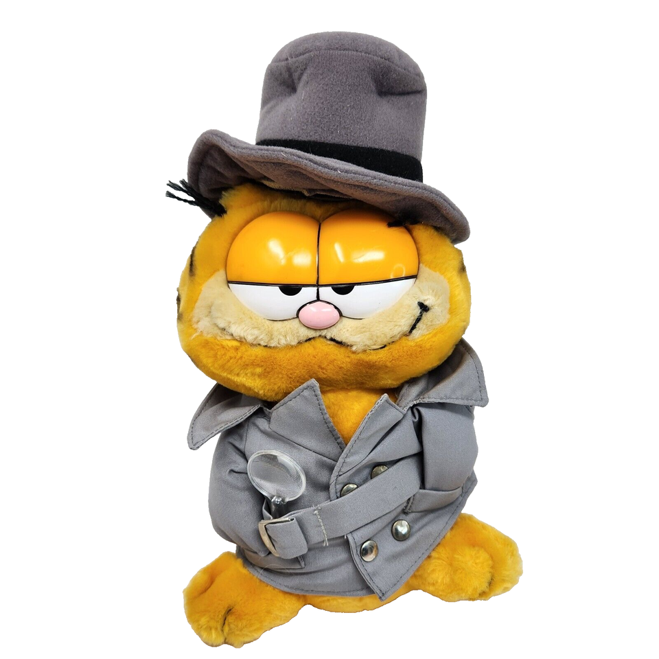 VINTAGE 1981 DAKIN DETECTIVE GARFIELD TRENCH COAT STUFFED ANIMAL PLUSH ...