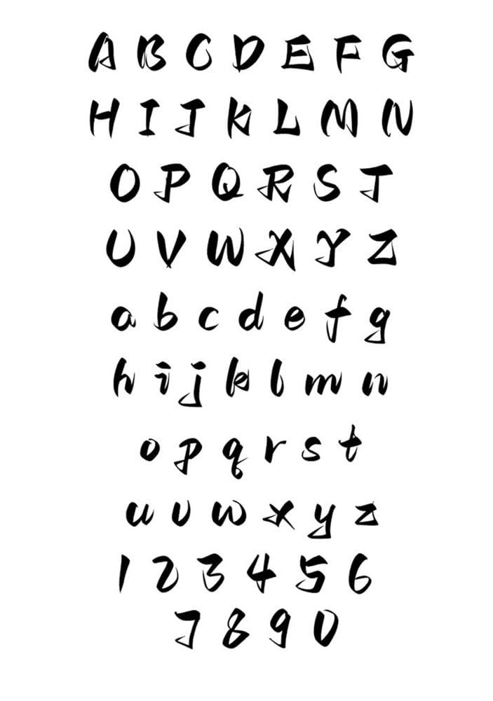 5 sheets Old English Calligraphy Alphabet Numbers DIY Name Tattoos ...