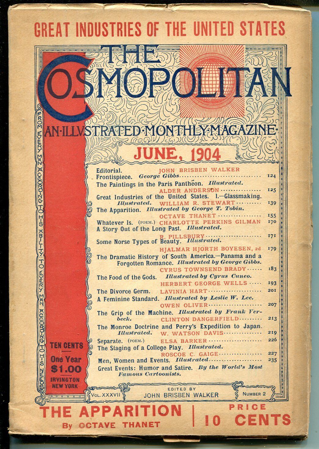 Cosmopolitan 6/1904-H G Wells-science fiction-famous cartoonists-FN ...