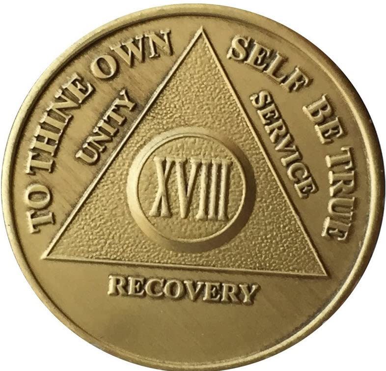 18 Year AA Medallion Traditional Bronze Sobriety Chip Design Serenity ...