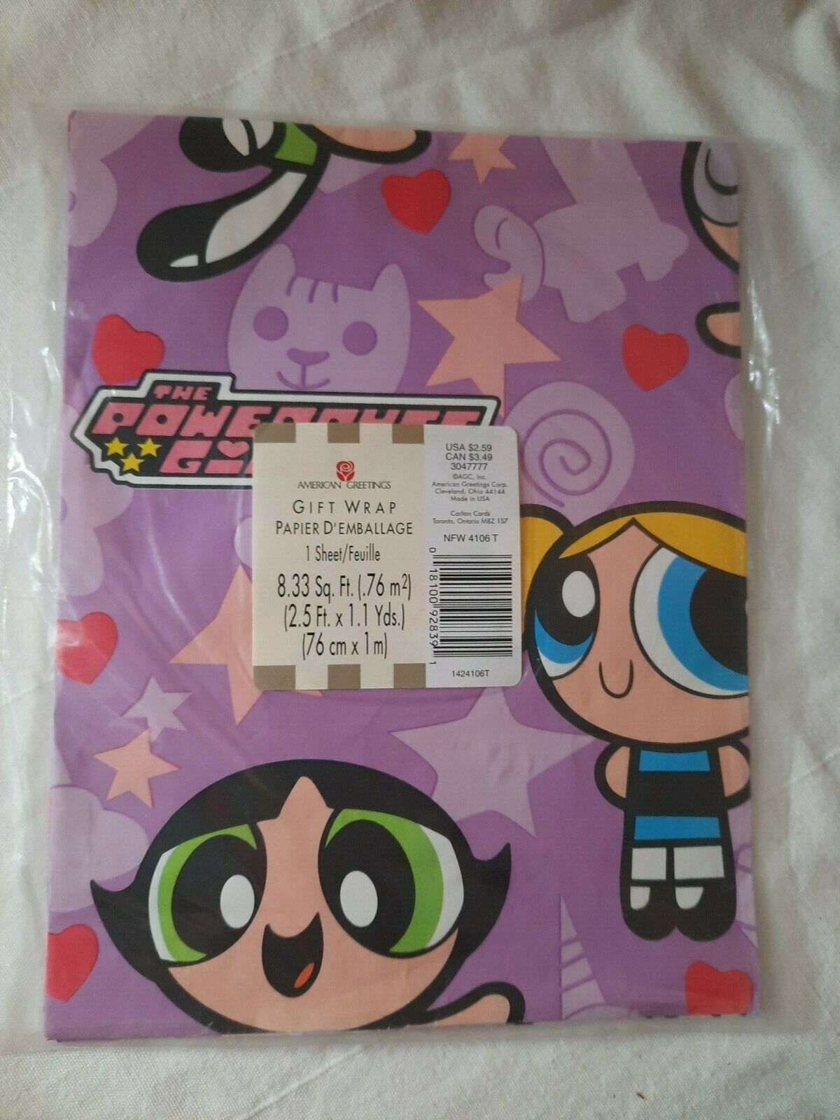 Vintage The Powerpuff Girls Gift Wrap Folded 1 Sheet 8.3 Sq. Ft 1990's ...